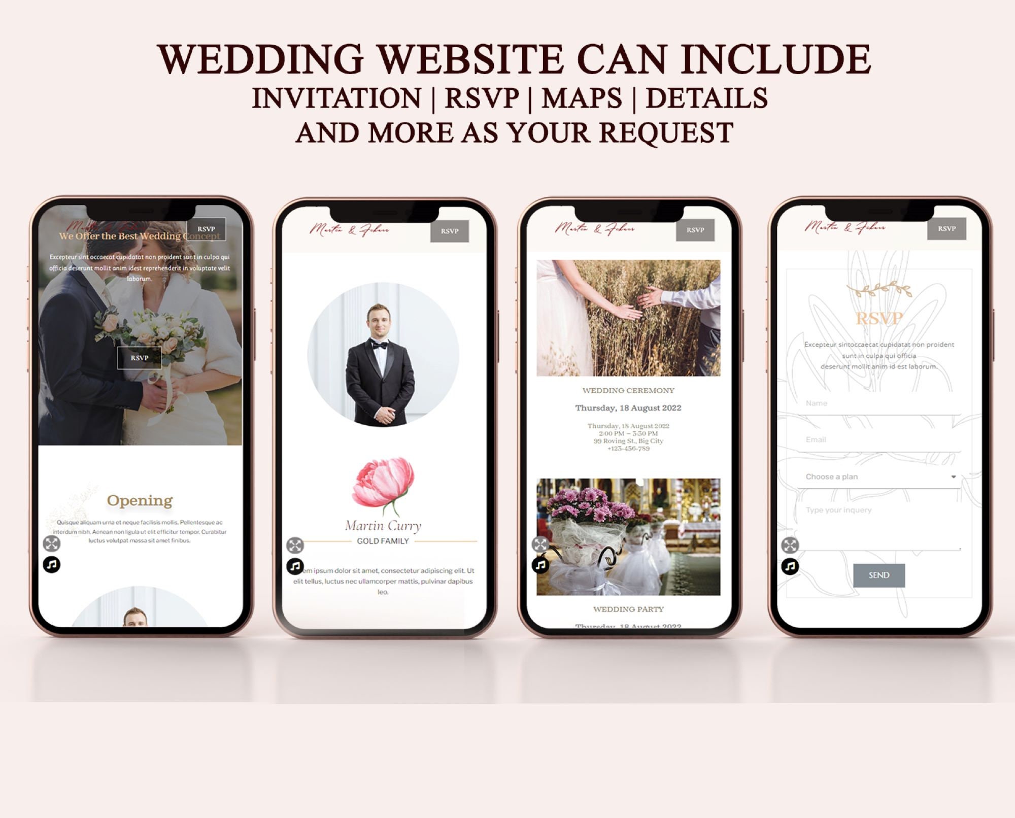 Digital Premium Wedding Invitation, Minimalist Wedding Website, Modern ...