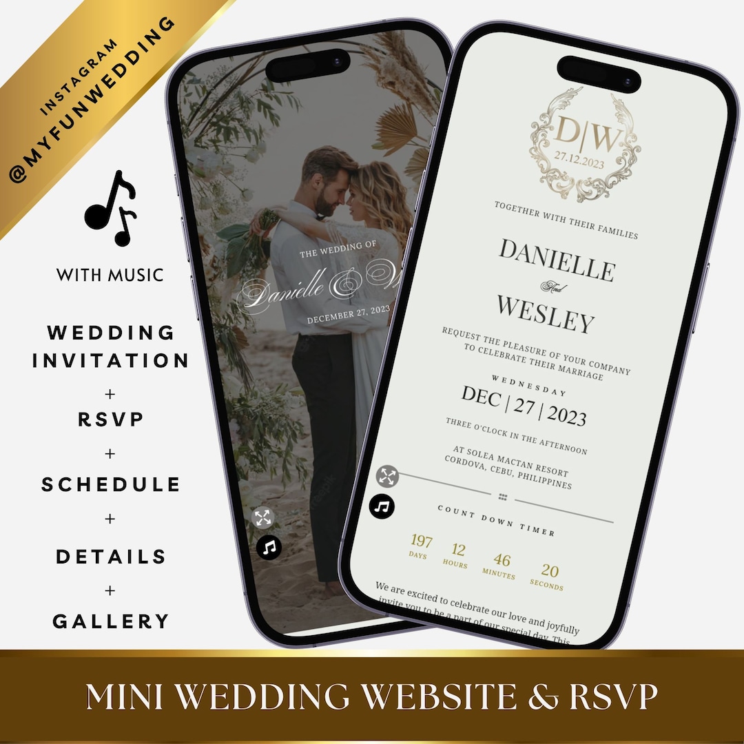 Digital Wedding Invitation & RSVP - Mini Wedding Website - Ivory ...