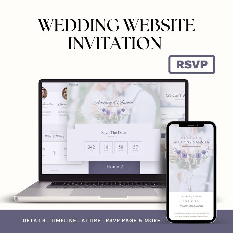 Personalized Digital Wedding Invitation Website With RSVP - Etsy