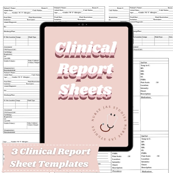 Clinical Report Sheets 3 Templates - Etsy
