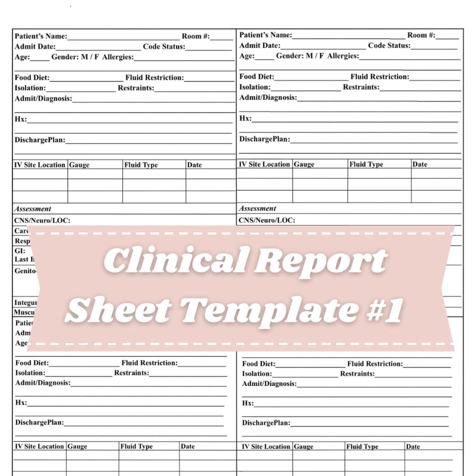 Clinical Report Sheets 3 Templates - Etsy