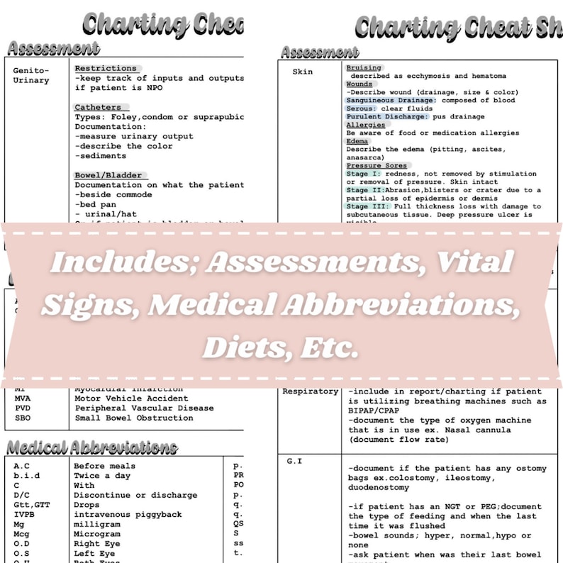 Nursing Clinicals Bundle Report Sheets & Charting Cheat - Etsy
