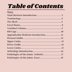 Human Anatomy | Skeletal System Notes| Arthrology Notes - Etsy