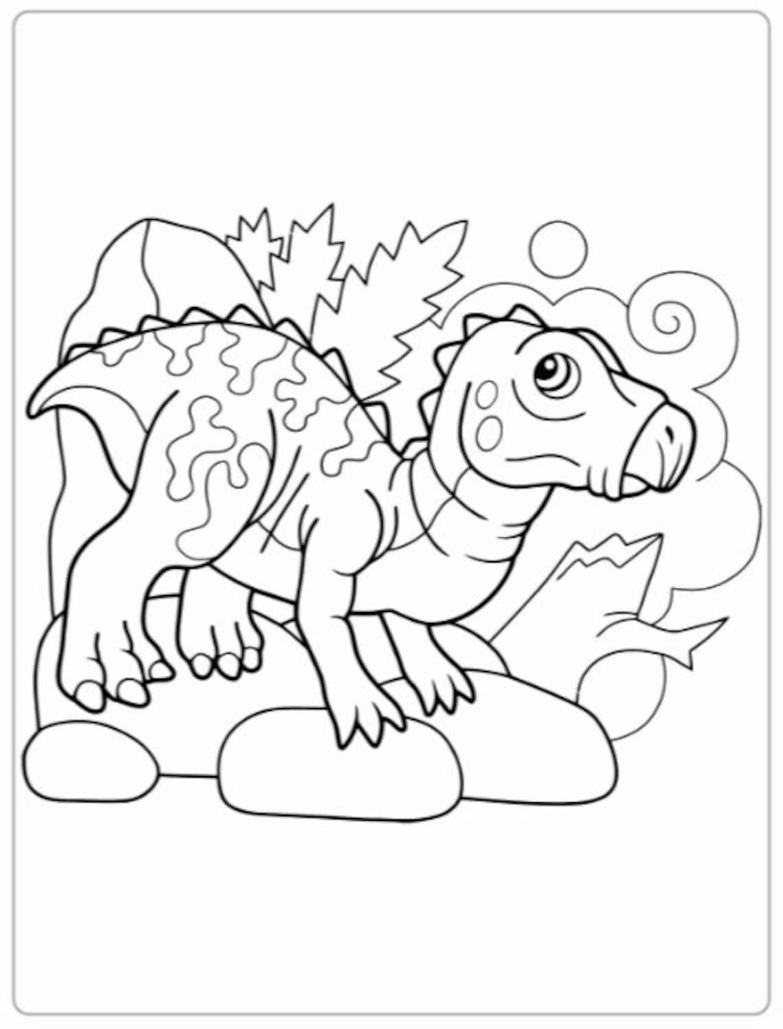 Simple Dinosaur Colouring in Pages X 5 - Etsy