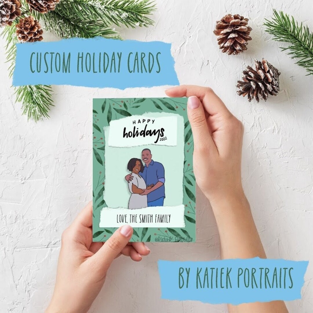 Custom Holiday Card. E-card. Digital Download. Custom Portrait. Happy ...