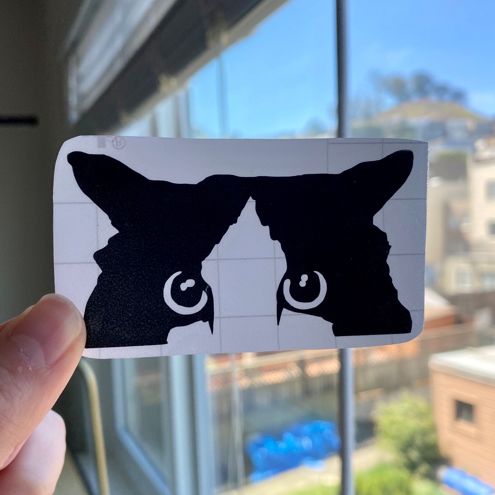 Peeking Cat Tuxedo Vinyl Decal Laptop Phone Decal Car - Etsy