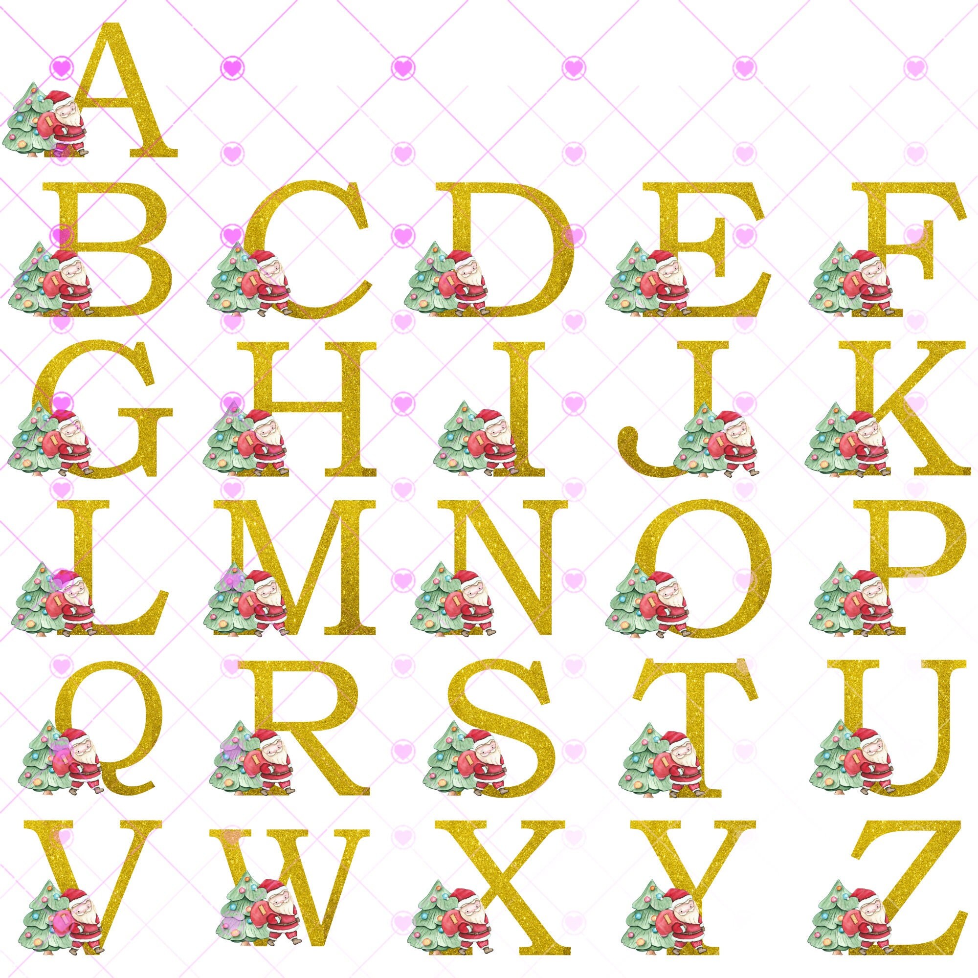 Full Santa Christmas Alphabet Clipart 26 Letters A-Z *** DIGITAL ...
