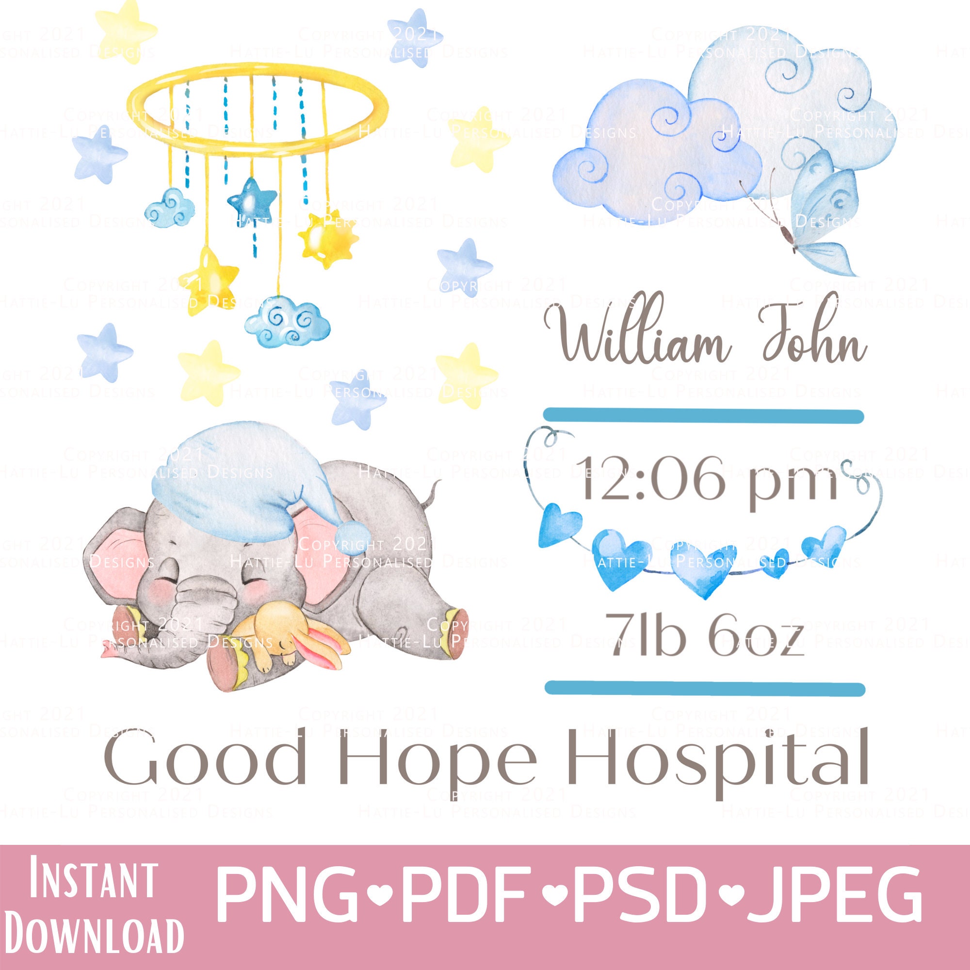 Sublimation Design for New Baby, Birth Stats, Sublimation Cushion ...