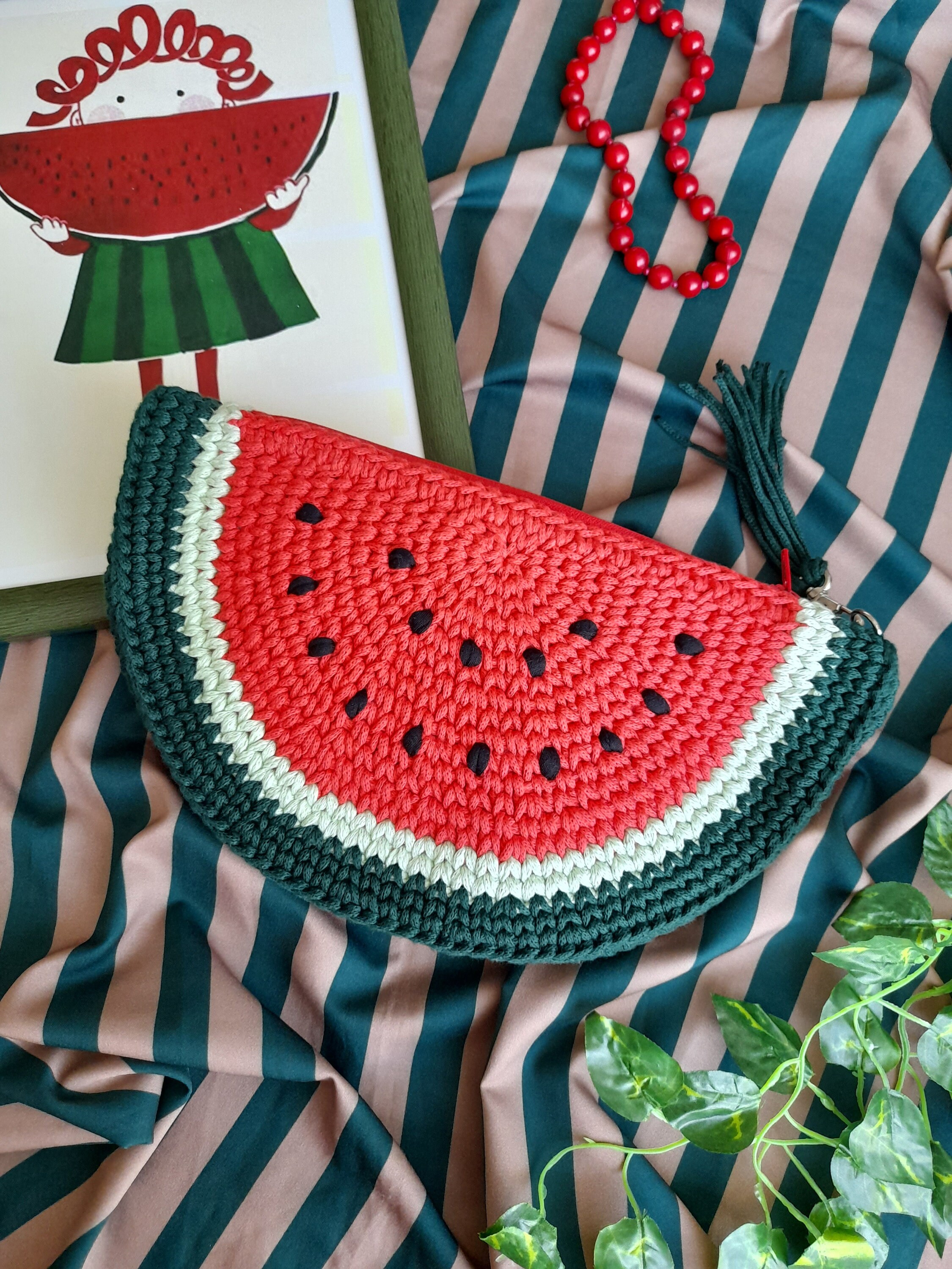 Watermelon Pattern Knit Bag Crochet Bag Tutorial Zipper Crochet Knit ...