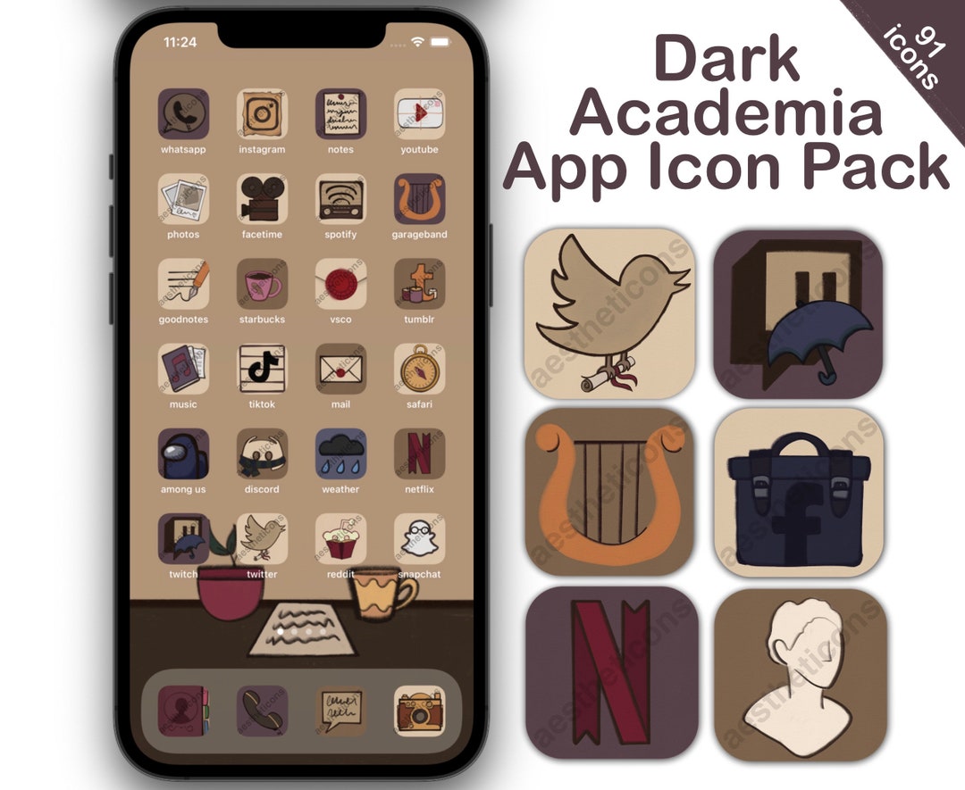 Dark Academia Aesthetic App Icons, Ios, Iphone, Android, iPad Icons ...