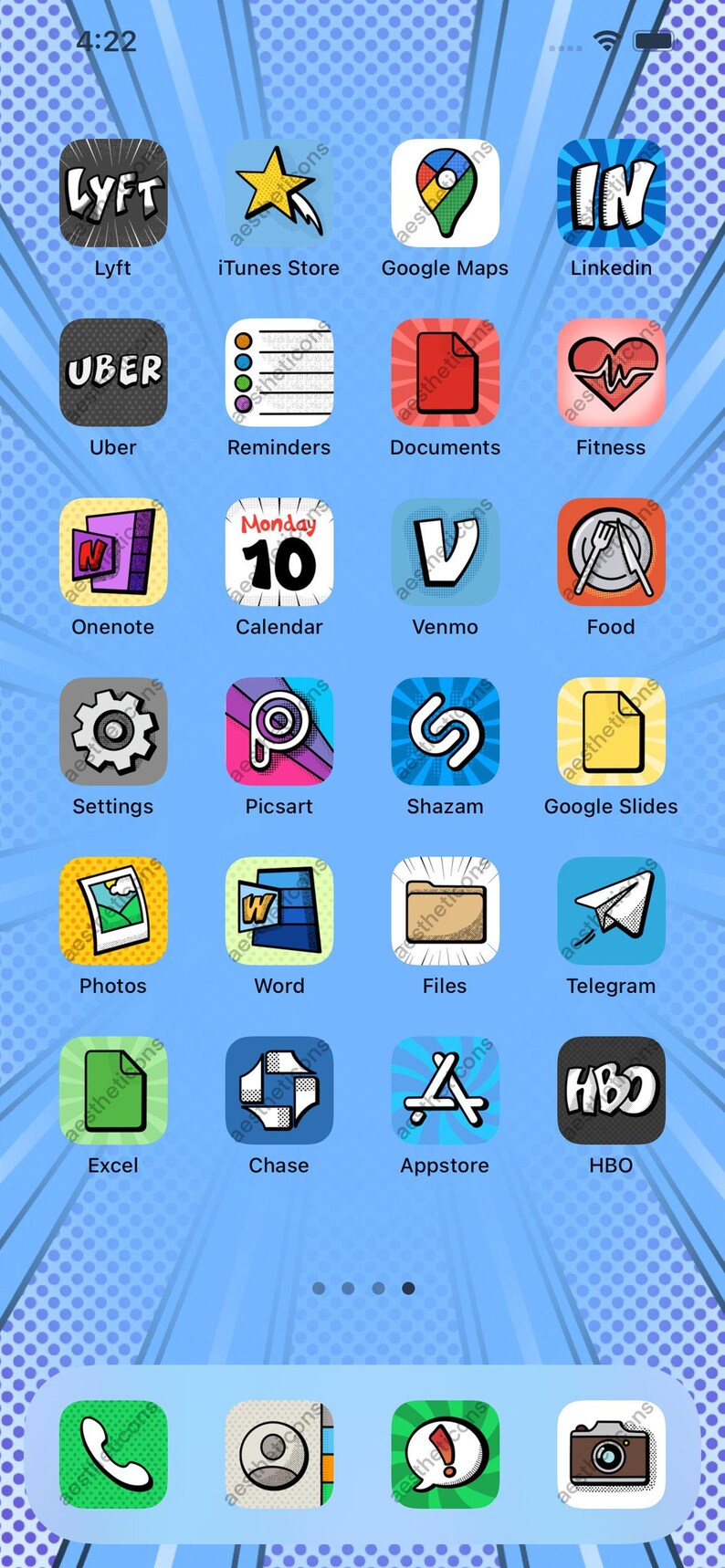 Retro Comic App Icon Pack – Ios & Android Theme (digital Download ...