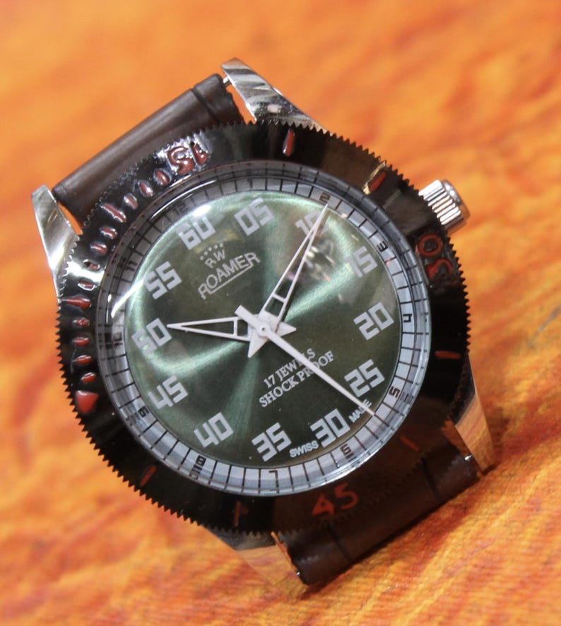 Roamer 17 Jewels Mechanical Watch, Green Dial, Swiss Made (1980s) - Etsy