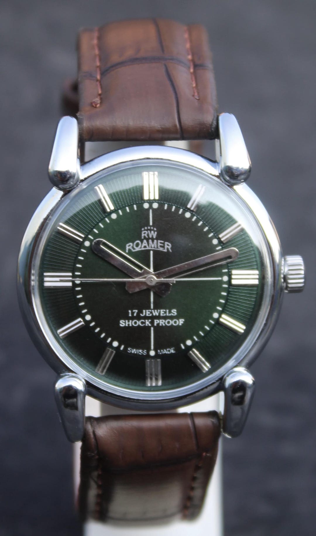 Vintage Roamer Swiss Made Wristwatch, Green Dial Hand Winding Watch - Etsy