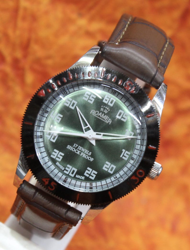 Roamer 17 Jewels Mechanical Watch, Green Dial, Swiss Made (1980s) - Etsy