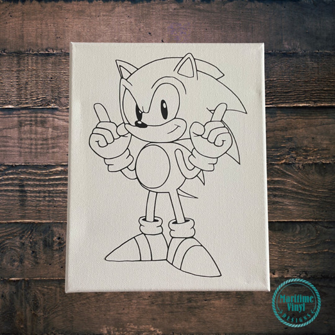 Sonic the Hedgehog Paintable Canvas Sip & Paint Character Color Your ...