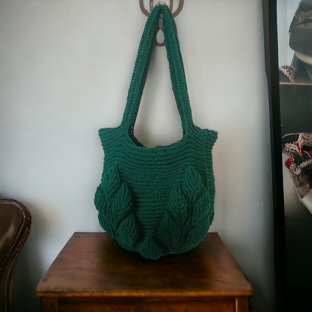 Hand Knitted Crochet 3D Leaf Model Women's Bag,handmade Leaf Shopping ...