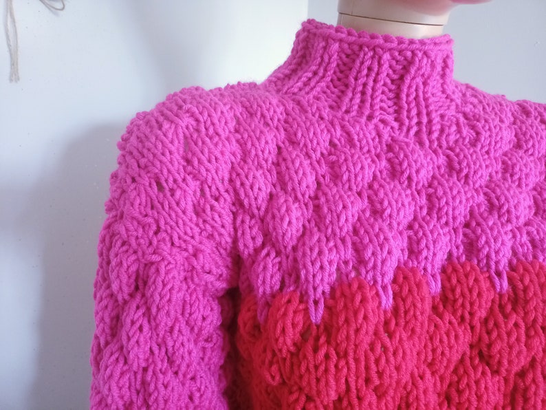 Hand Knitted Fluffy Soft Women's Sweater, Two Color Young Girls Jumper ...