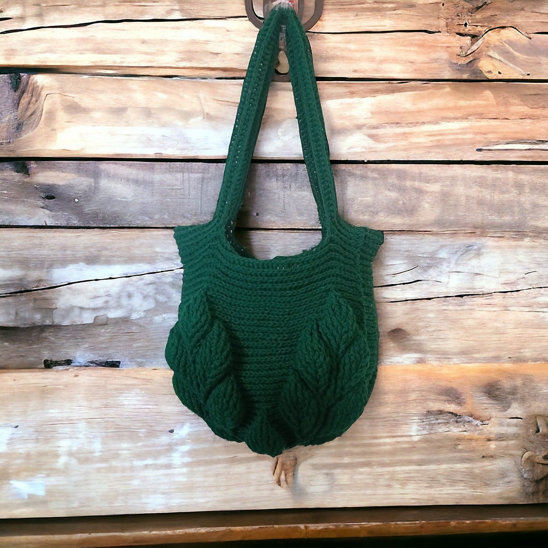 Hand Knitted Crochet 3D Leaf Model Women's Bag,handmade Leaf Shopping ...