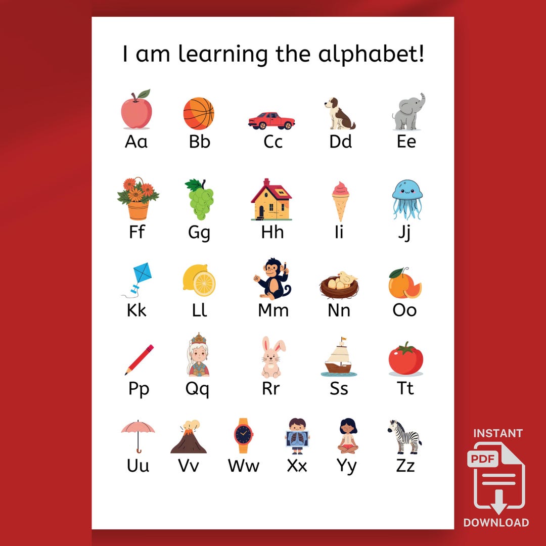 Printable ABC Poster: Fun A-Z Alphabet Chart for Kids (digital Download ...