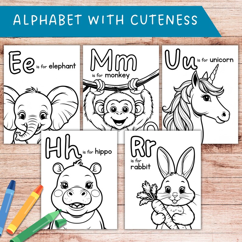 A-Z Animal Alphabet Coloring Pages for Kids PDF – 26 Cute Letter ...