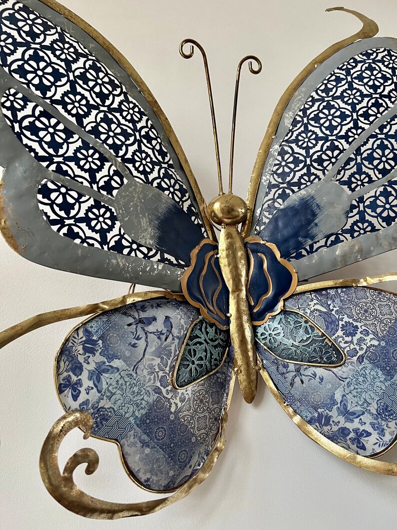 Wall Decoration / Butterfly / Large / Blue / Gold - Etsy