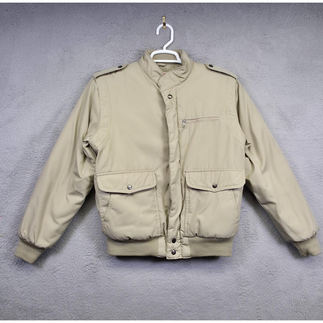 Vintage LA Expansion Bomber Jacket Mens M Beige Aviator Military ...