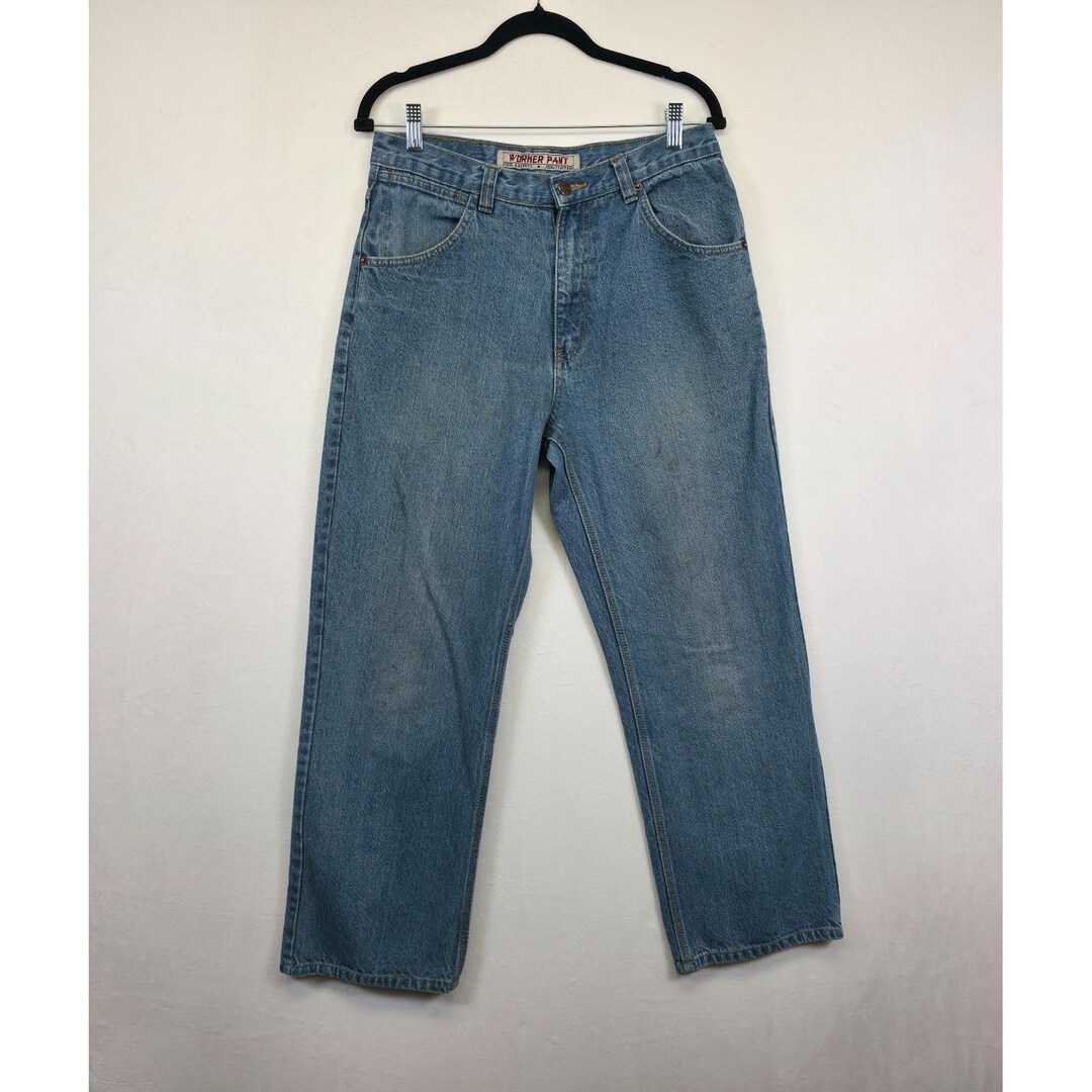 Steve and Barrys Jeans Mens 30x30 Blue Straight Workers Pant Thrashed ...