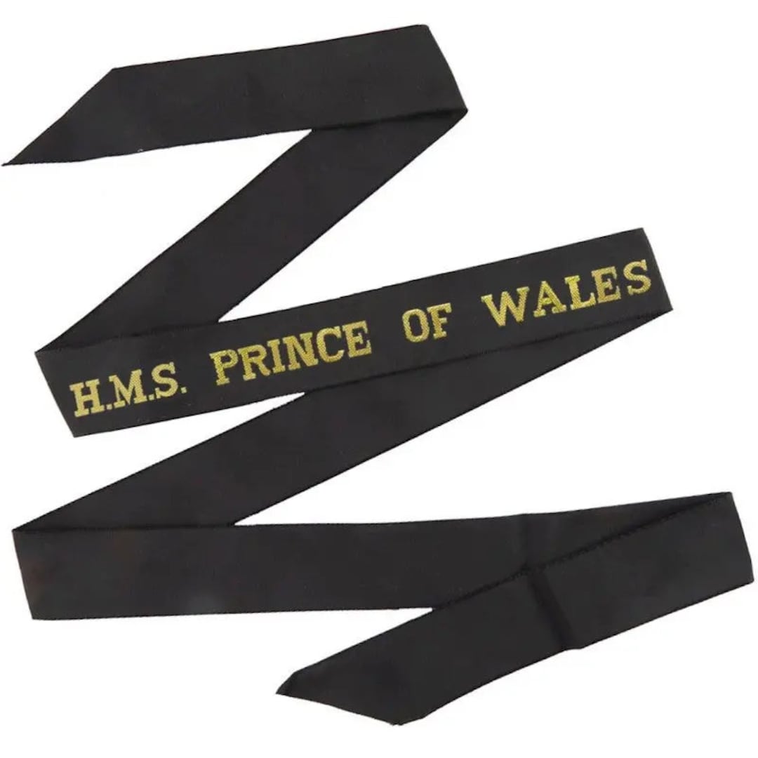 HMS Prince of Wales Woven Royal Navy Cap Tally Band | Black and Gold ...