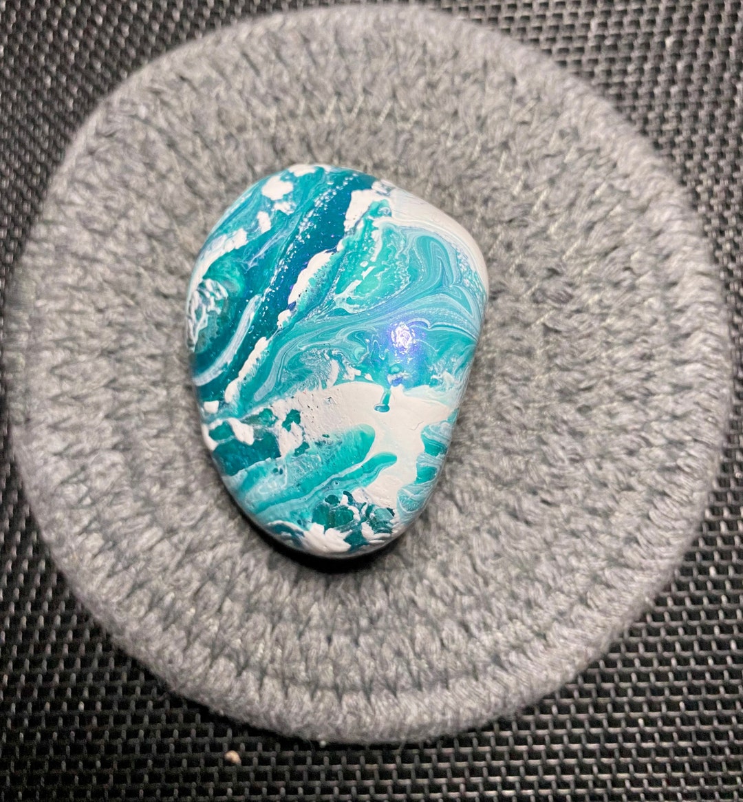 Acrylic Pour Rock, Garden Decoration, Garden Rocks, Doorstop ...