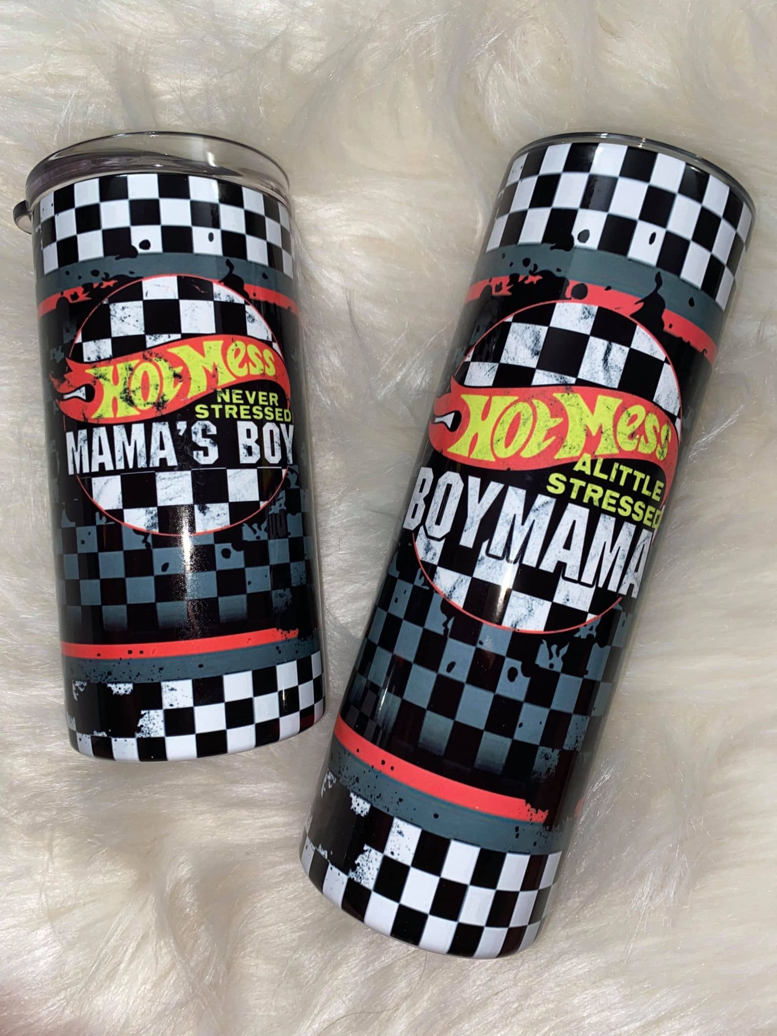 Hot Mess Boy Mama and Mama's Boy Tumbler Set Boy Mom | Etsy