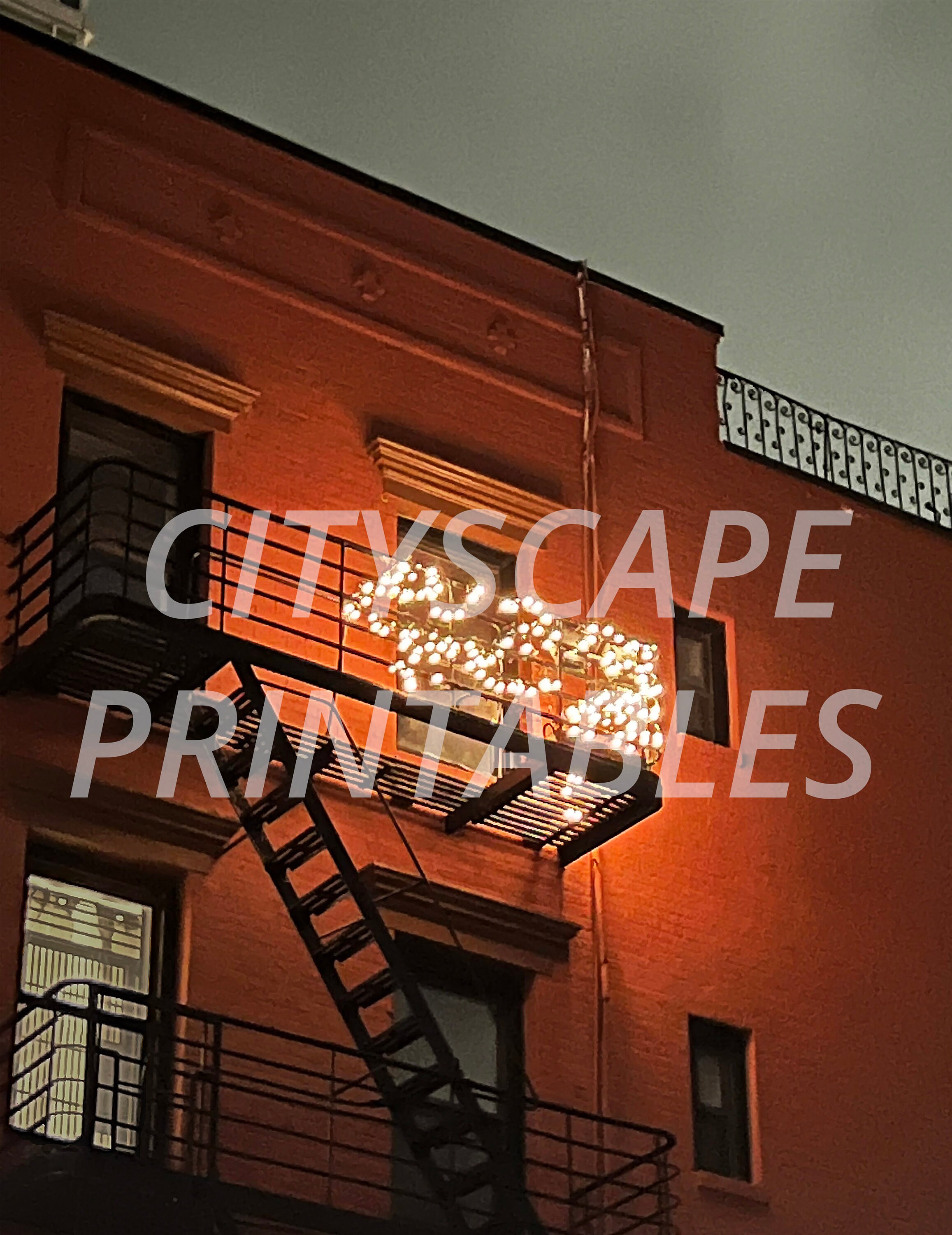 Apartment String Lights Printable Photography, New York City Printable ...