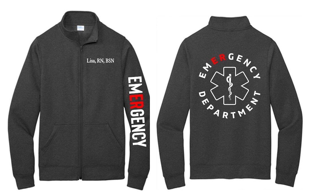 Emergency Department Zip up Jacket, Emergency Department Jacket, ER ...