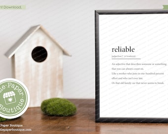 Reliable Definition - Etsy