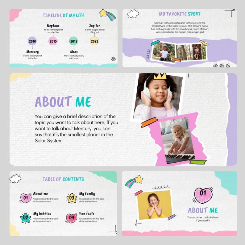 All About Me Presentation Bundle Powerpoint Templates, Canva Templates ...