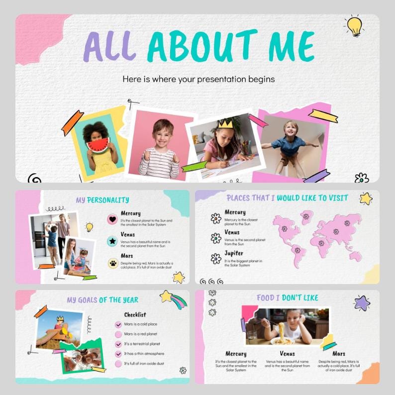 All About Me Presentation Bundle Powerpoint Templates, Canva Templates ...