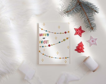 Merry and Bright Christmas Card Holiday Card Handmade Sewn Card ...