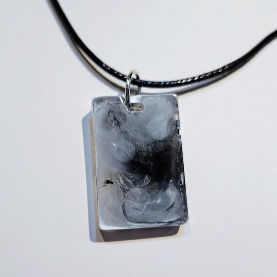 Black and White Watercolor Rectangular Resin Pendant - Etsy