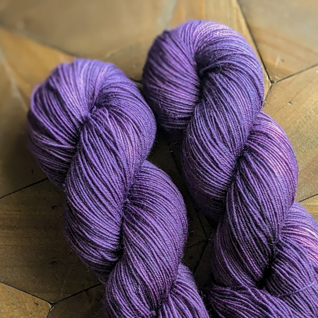BFL Sock Yarn in Grape, BFL Fingering Yarn, Hand Dyed Yarn, Indie Dyed ...