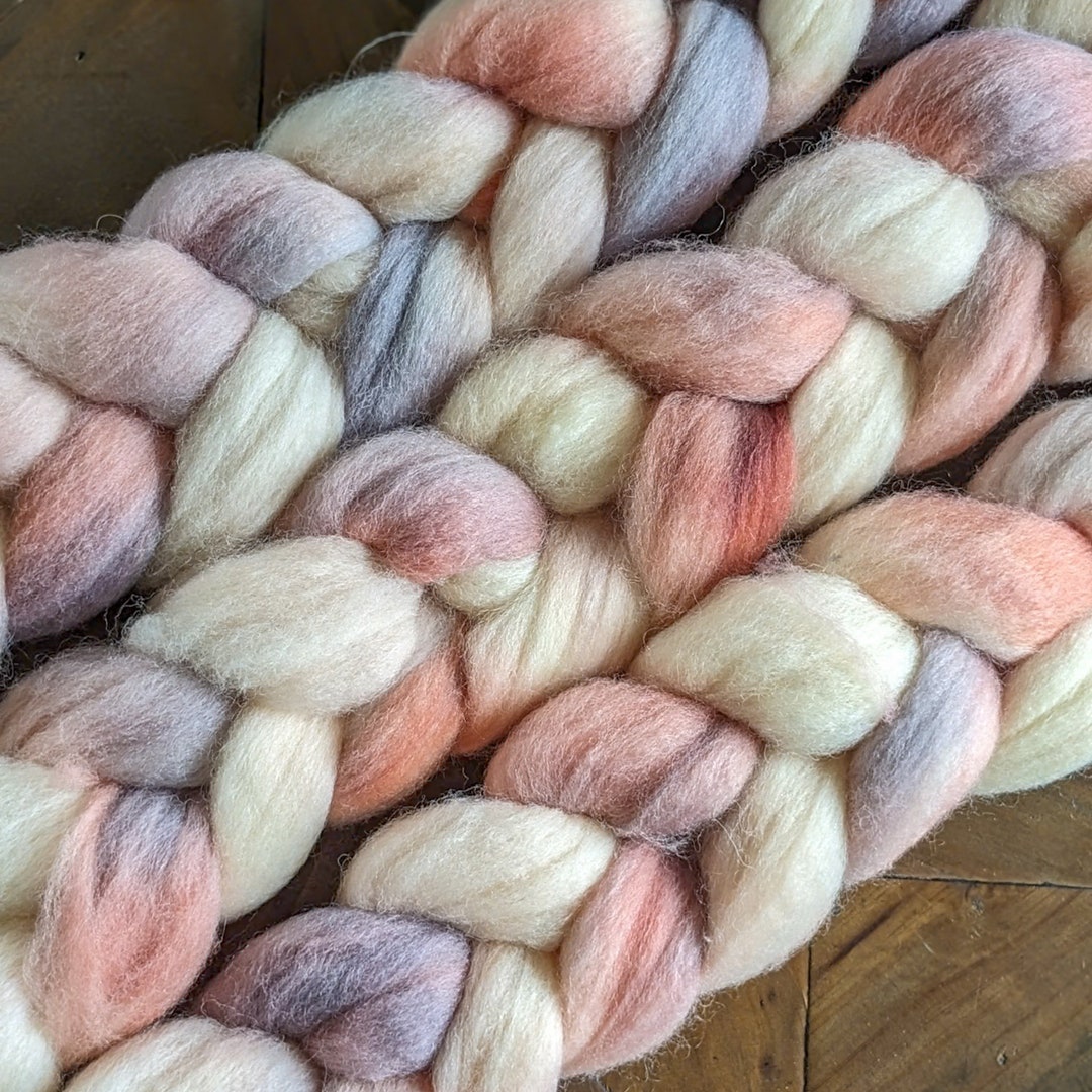 Corriedale Combed Top Hand Dyed in Peony, Corriedale Roving, Fiber for ...