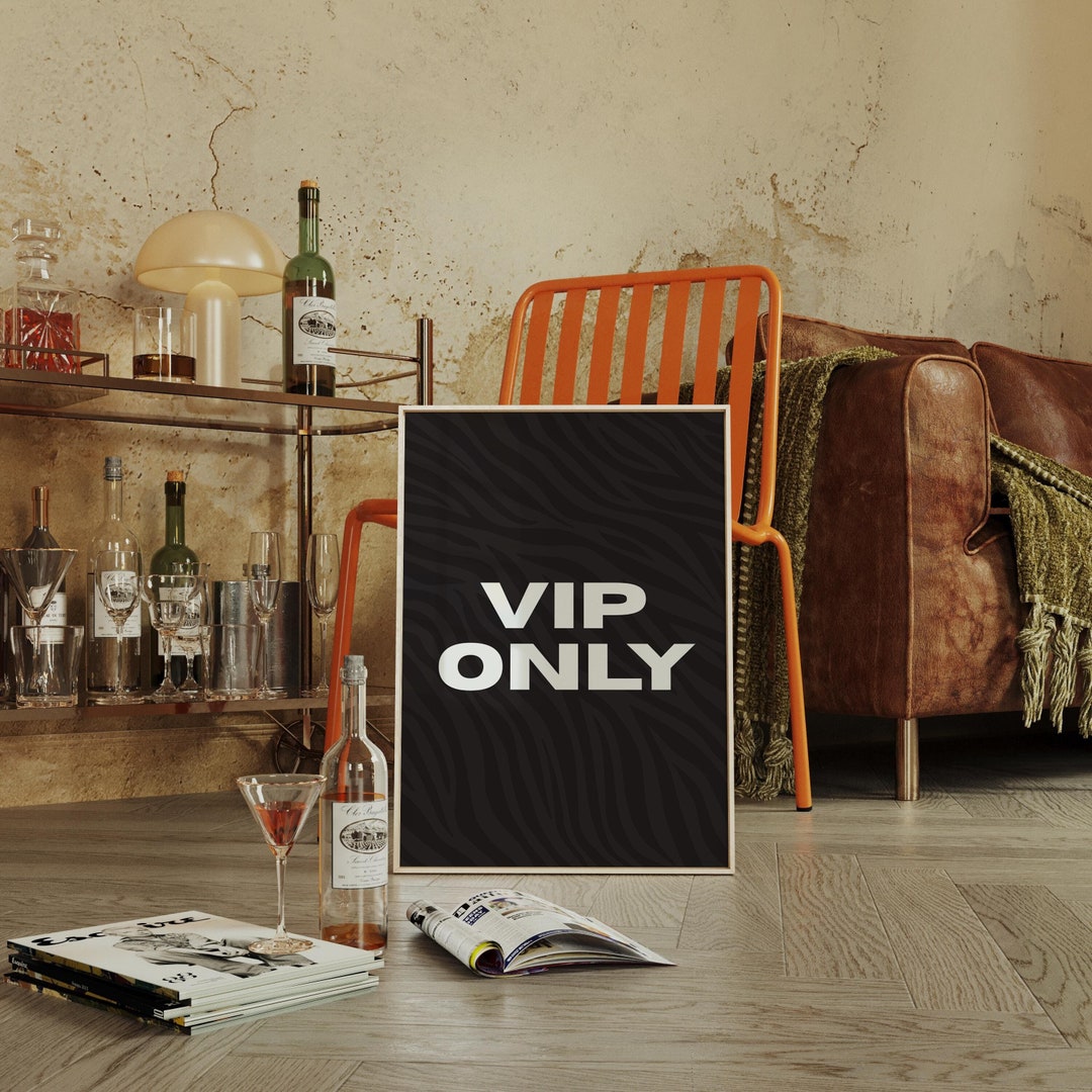 Vip Only Rave Black Zebra Edm Print Bar Cart Wall Art Edm Rave Room ...