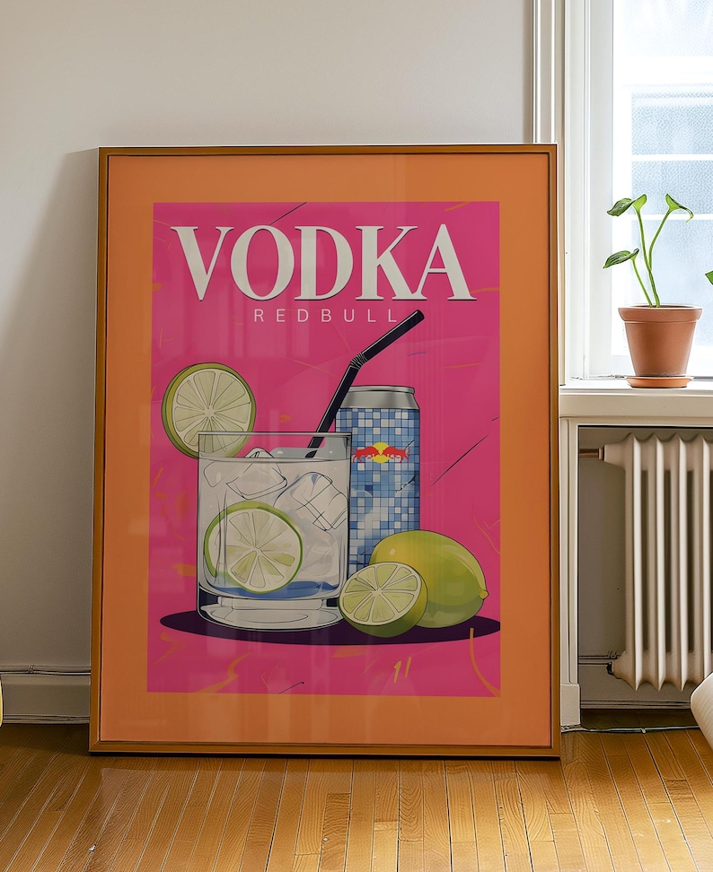Vodka RB Poster Cocktail Poster Bar Cart Accessories Bar Cart Wall Art ...