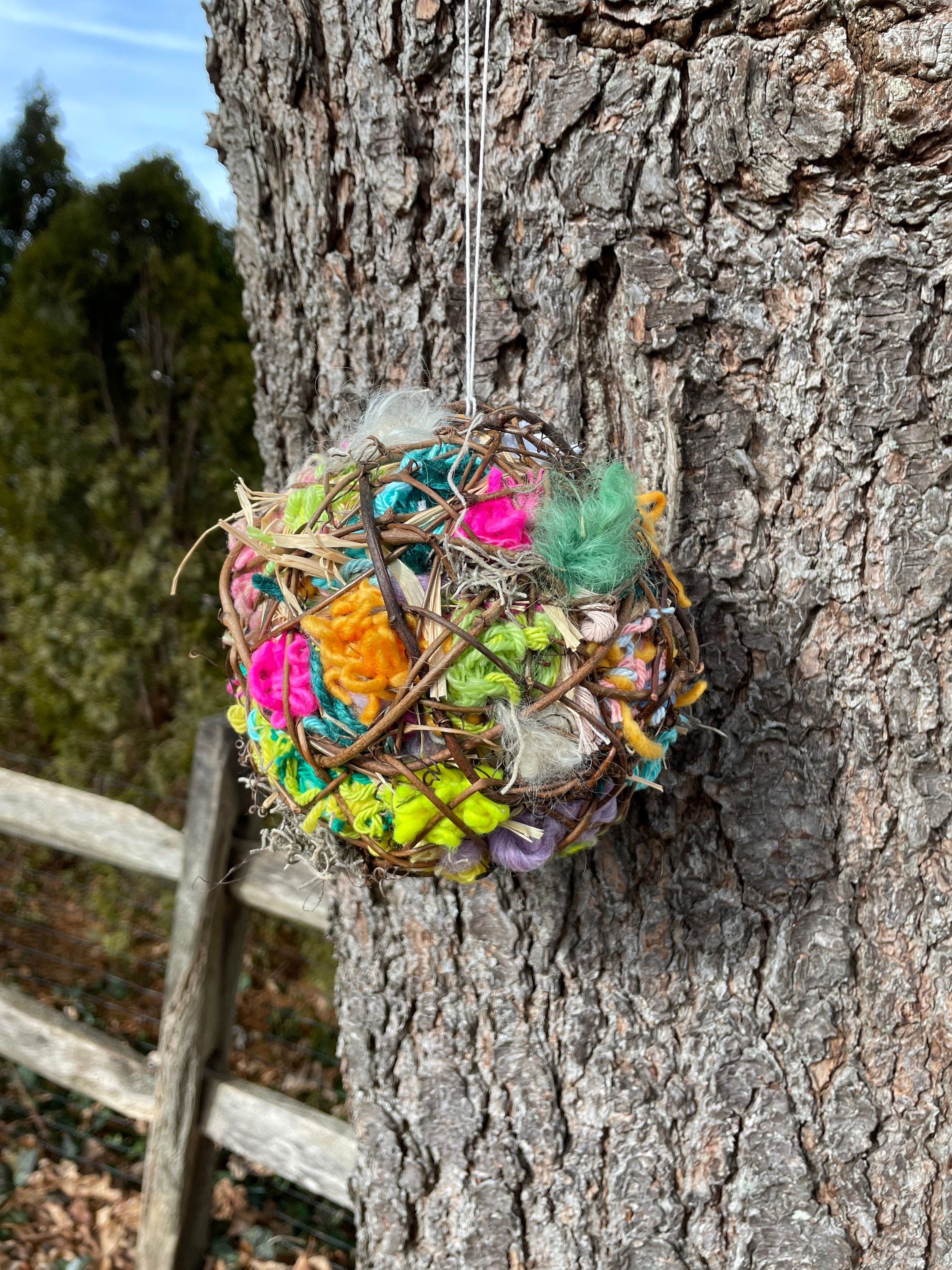 Spring Colors Yarny Nesting Ball for Birds Wool Grapevine Bird Watching ...