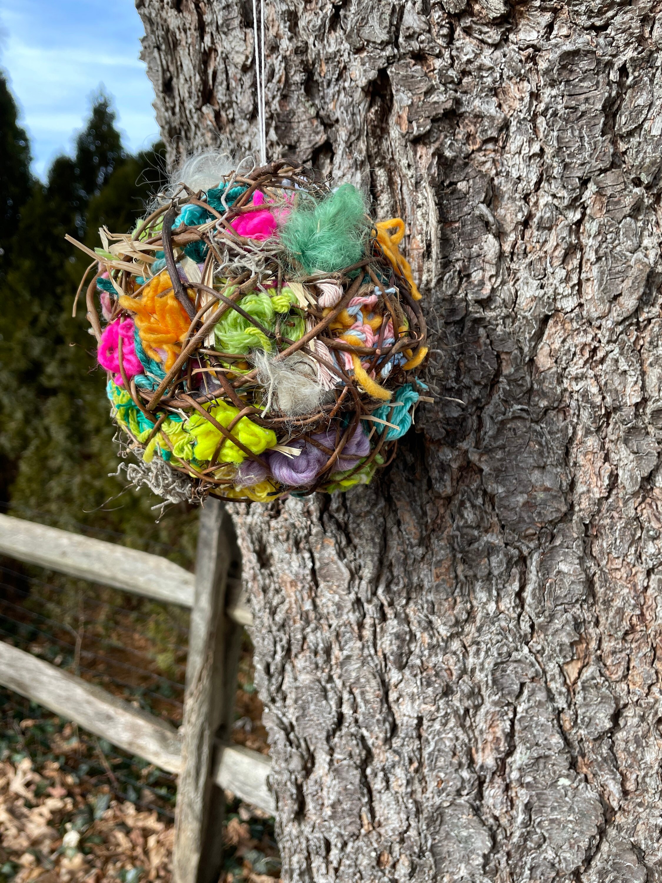 Spring Colors Yarny Nesting Ball for Birds Wool Grapevine Bird Watching ...