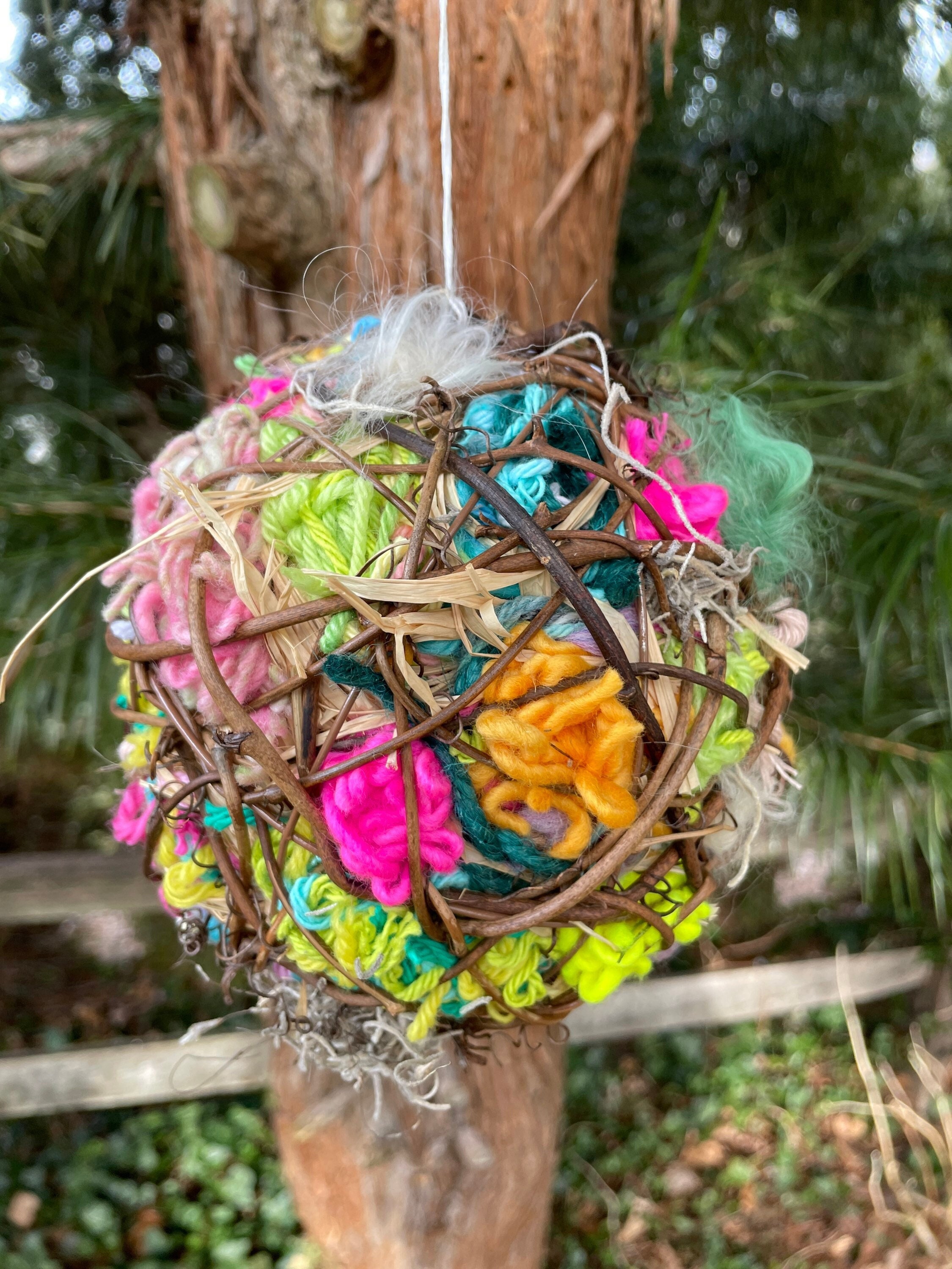 Spring Colors Yarny Nesting Ball for Birds Wool Grapevine Bird Watching ...