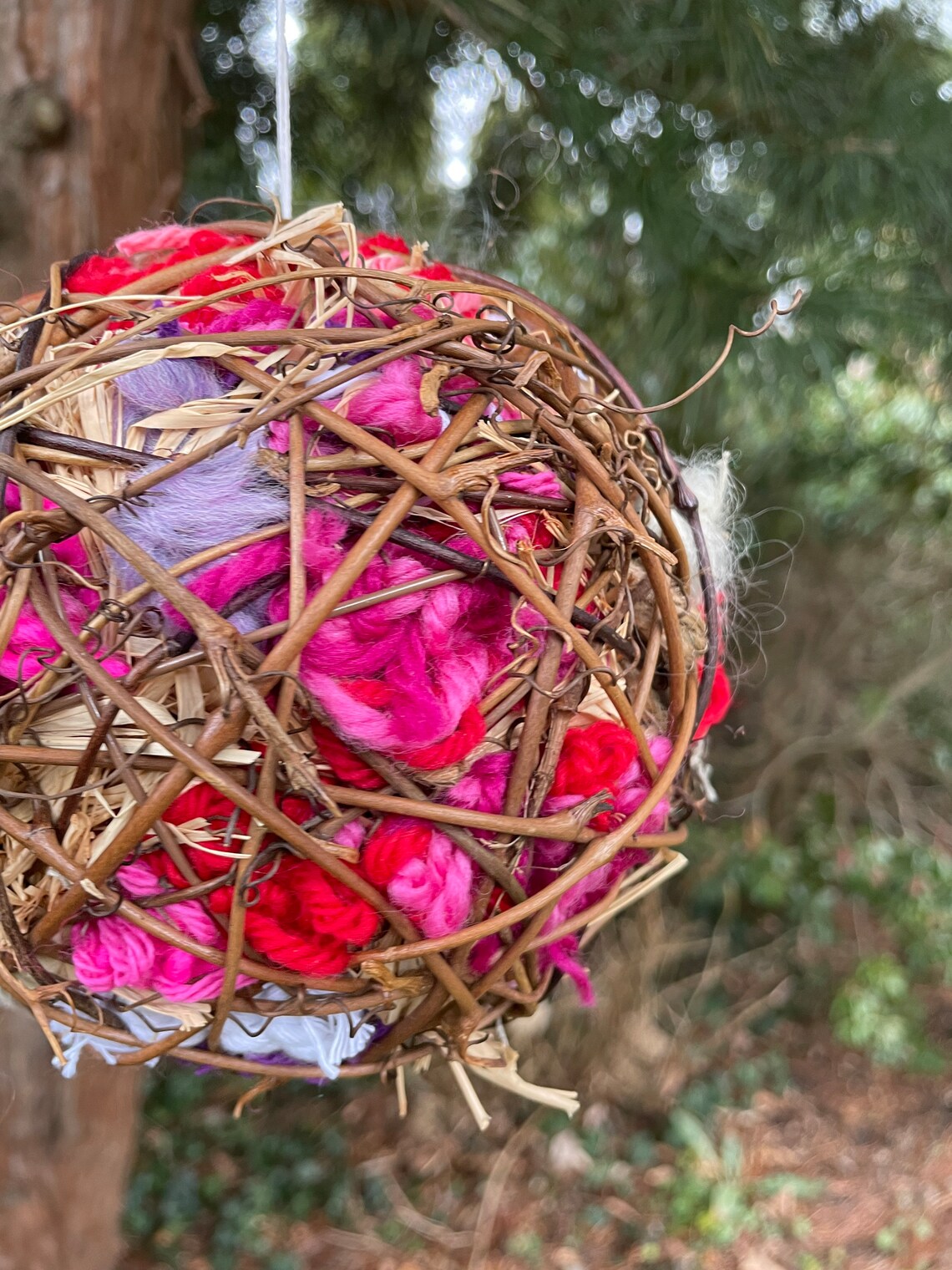 Warm Colors Nesting Ball for Birds Yarny Wool Grapevine Bird Watching ...