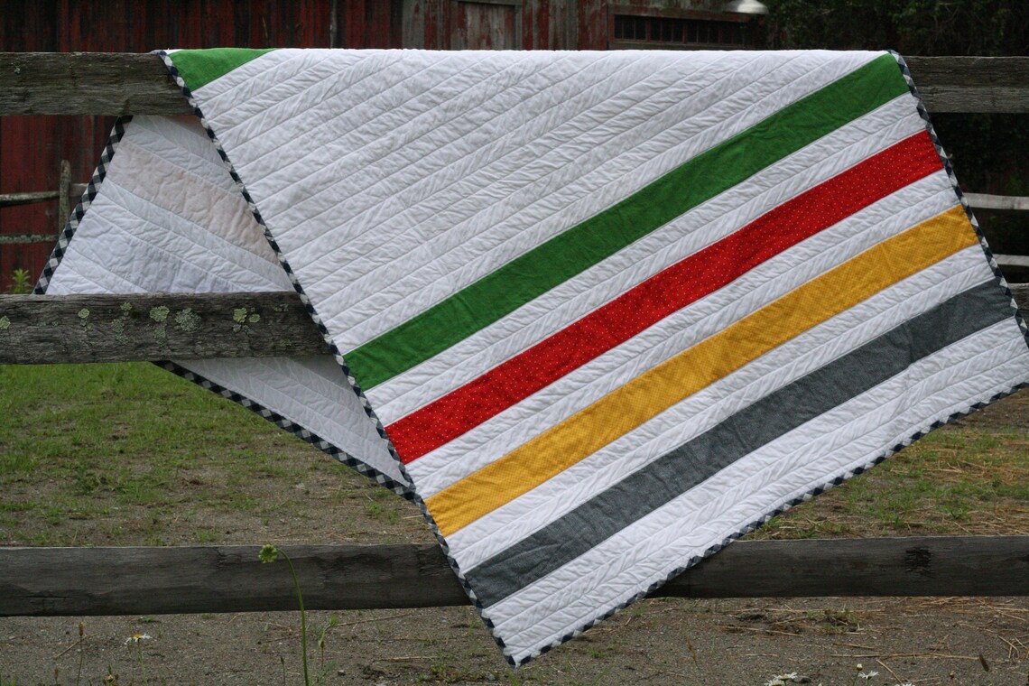 Primary Colors Stripes Quilt - Etsy