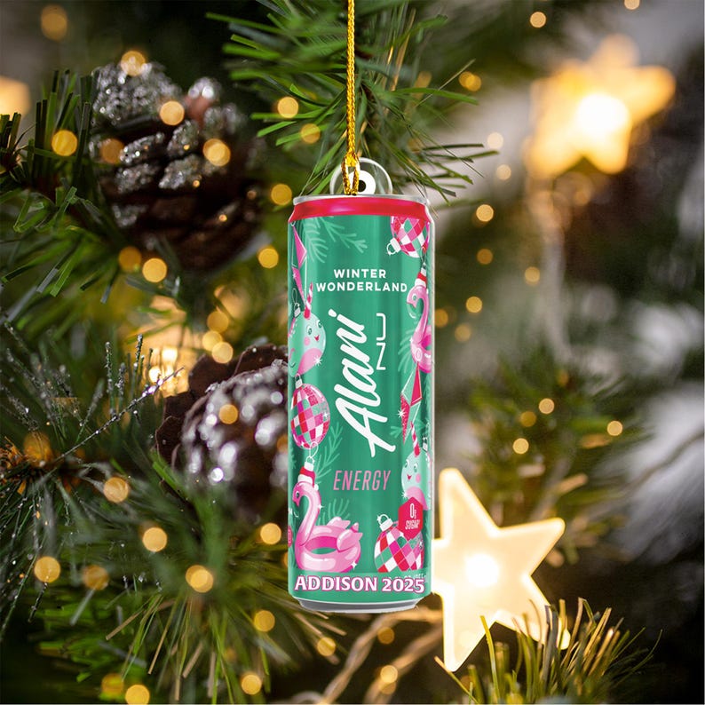 Personalized Alani 2D Flat Ornament, Custom Name Energy Drink Christmas ...