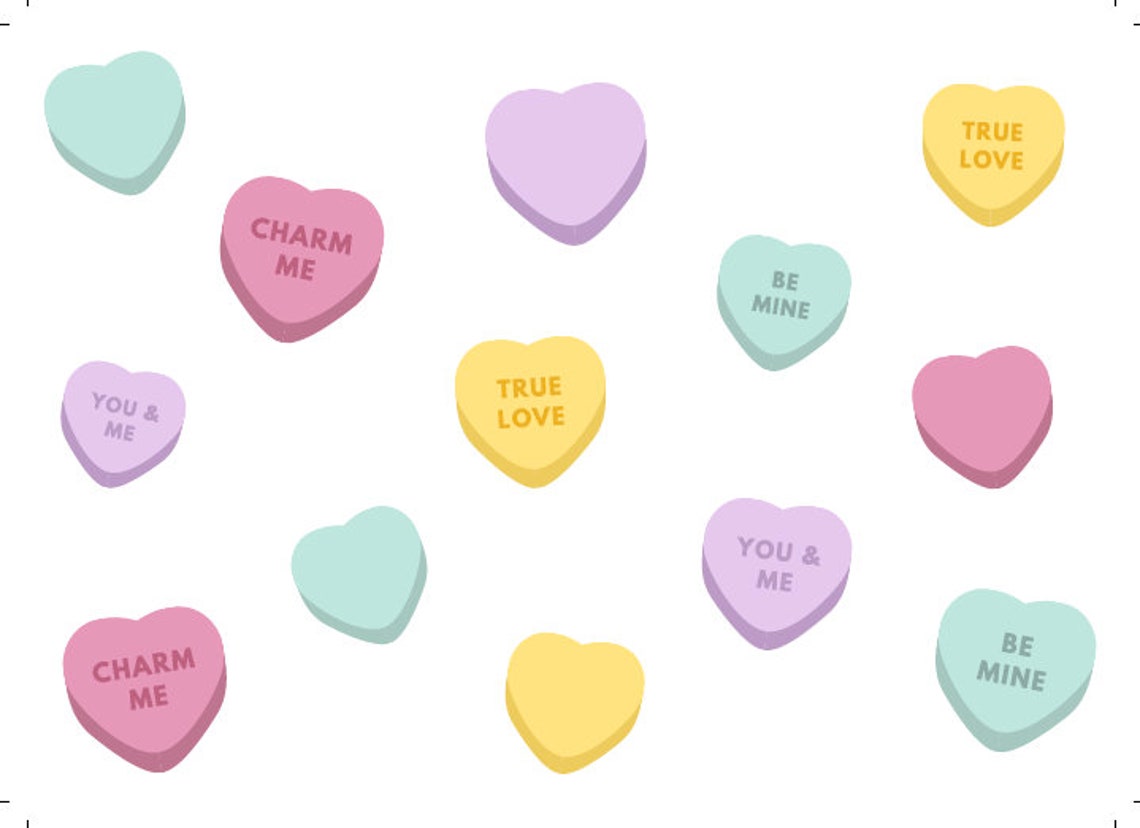 Candy Heart Valentine's Day Card - Etsy