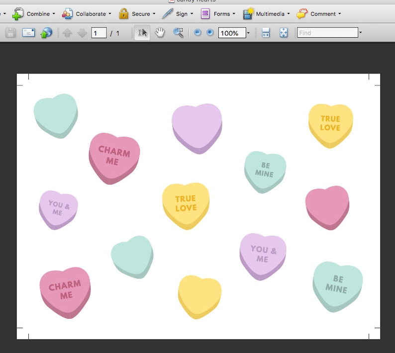 Candy Heart Valentine's Day Card - Etsy