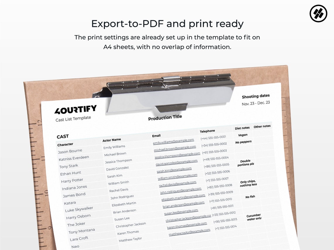Contact (cast & Crew) List Template for Filmmakers | Google Sheets - Etsy